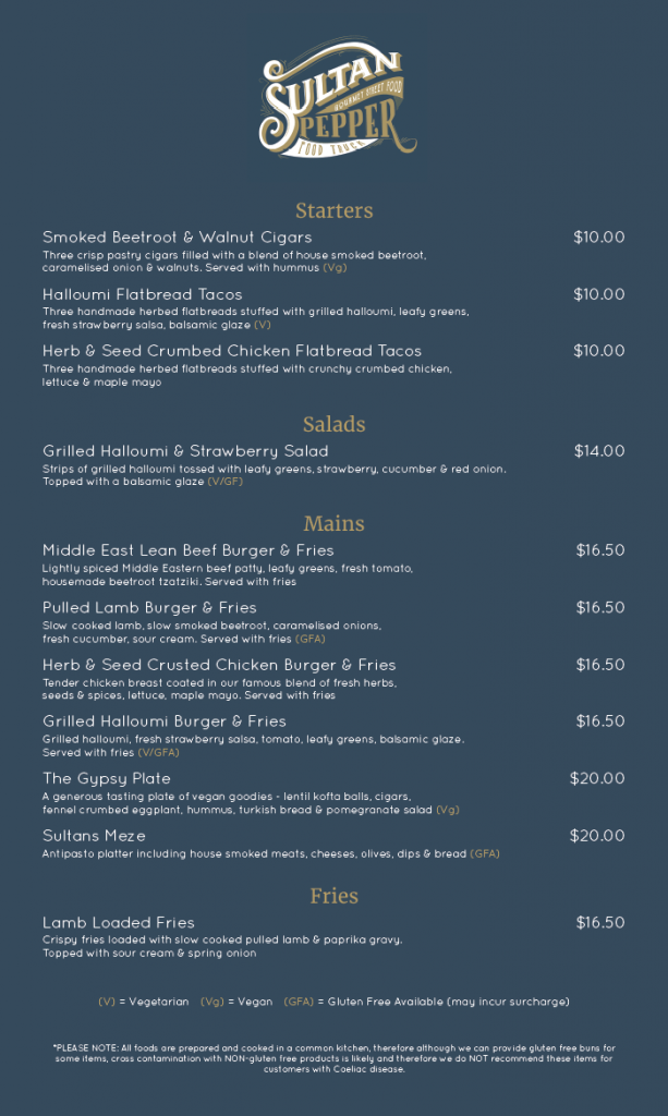 Openair Cinemas - Perth | Sultan Pepper Menu